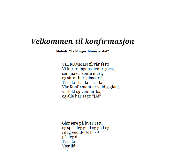 Konfirmasjonssanger - Velkomstsanger - Konfirmasjonssanger ...