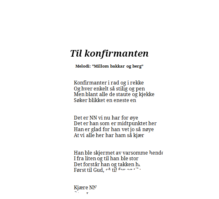 Konfirmasjonssanger til gutt fra besteforeldre - Konfirmasjonssanger ...