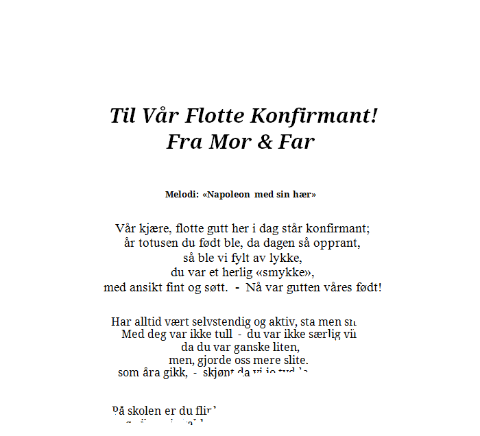 Konfirmasjonssanger til gutt fra foreldre - Konfirmasjonssanger til ...
