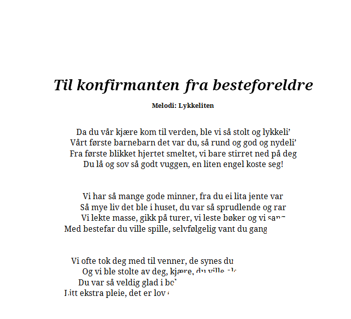 Konfirmasjonssanger til jente fra besteforeldre - Konfirmasjonssanger ...